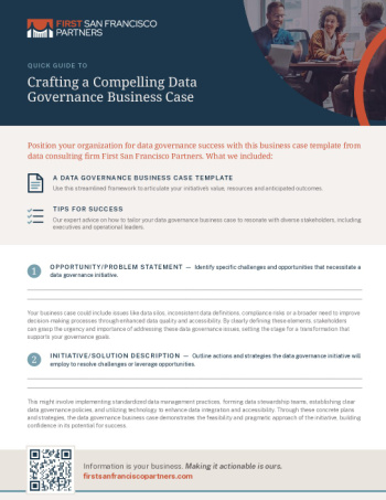 Business Case for Data Governance Template – First San Francisco Partners